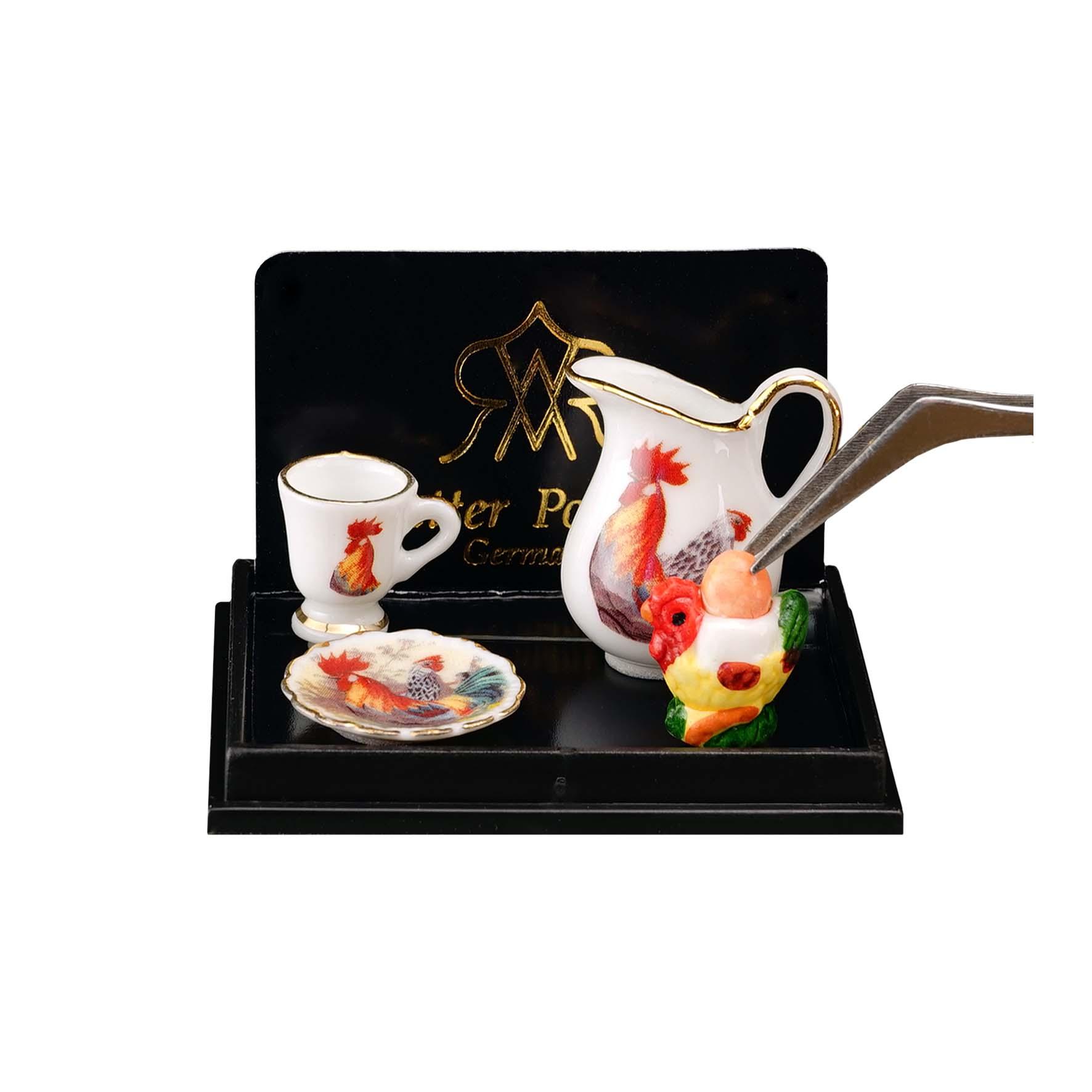 Onlineshop der Reutter Miniaturen GmbH.Breakfast Set - Rooster Design
