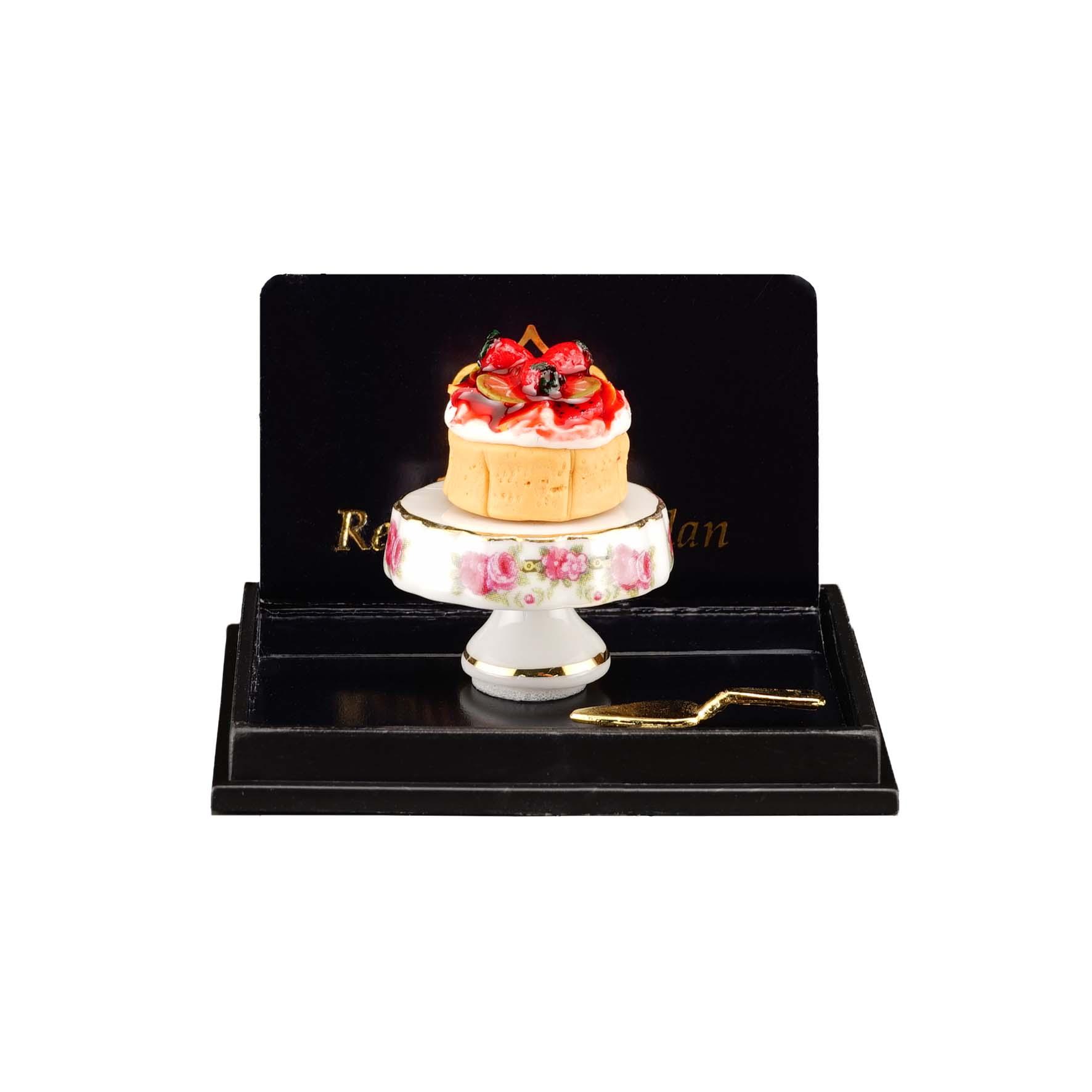 Onlineshop der Reutter Miniaturen GmbH.Fruit Tart on Cake Plate with ...