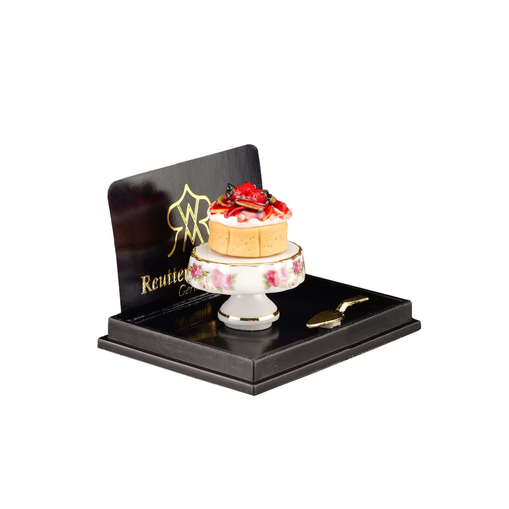 Onlineshop der Reutter Miniaturen GmbH.Fruit Tart on Cake Plate with ...