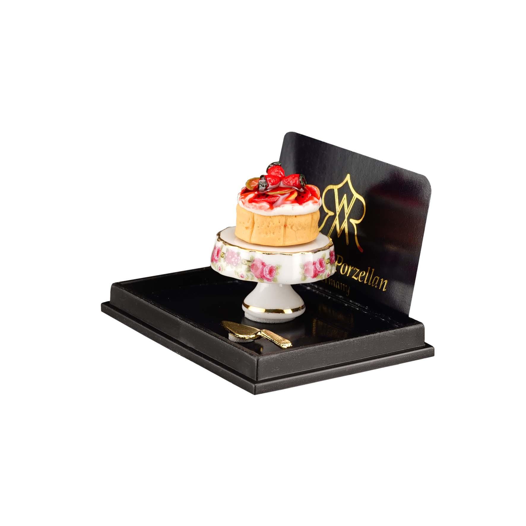 Onlineshop der Reutter Miniaturen GmbH.Fruit Tart on Cake Plate with ...