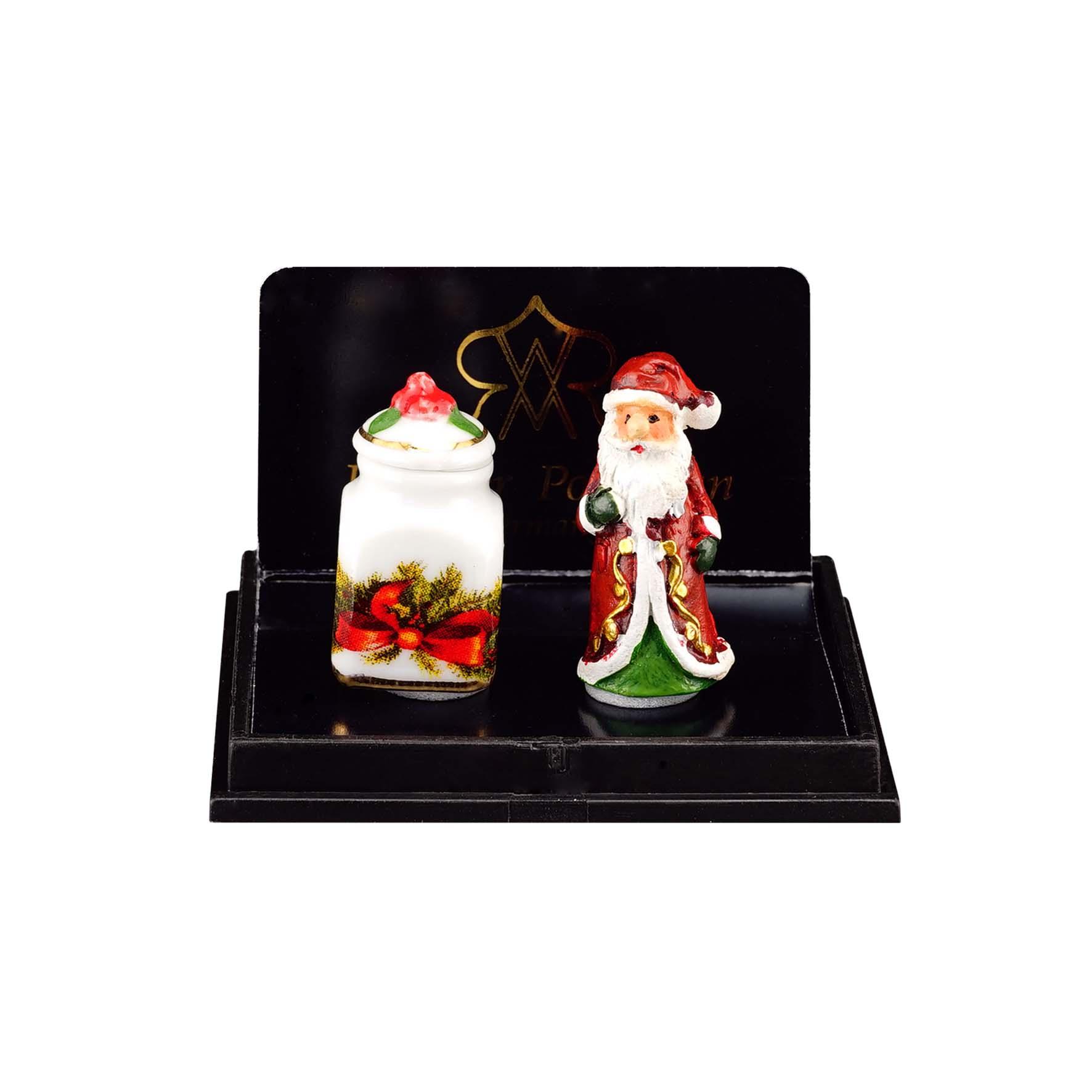 Onlineshop der Reutter Miniaturen GmbH.Small Santa Claus with Cookie Jar