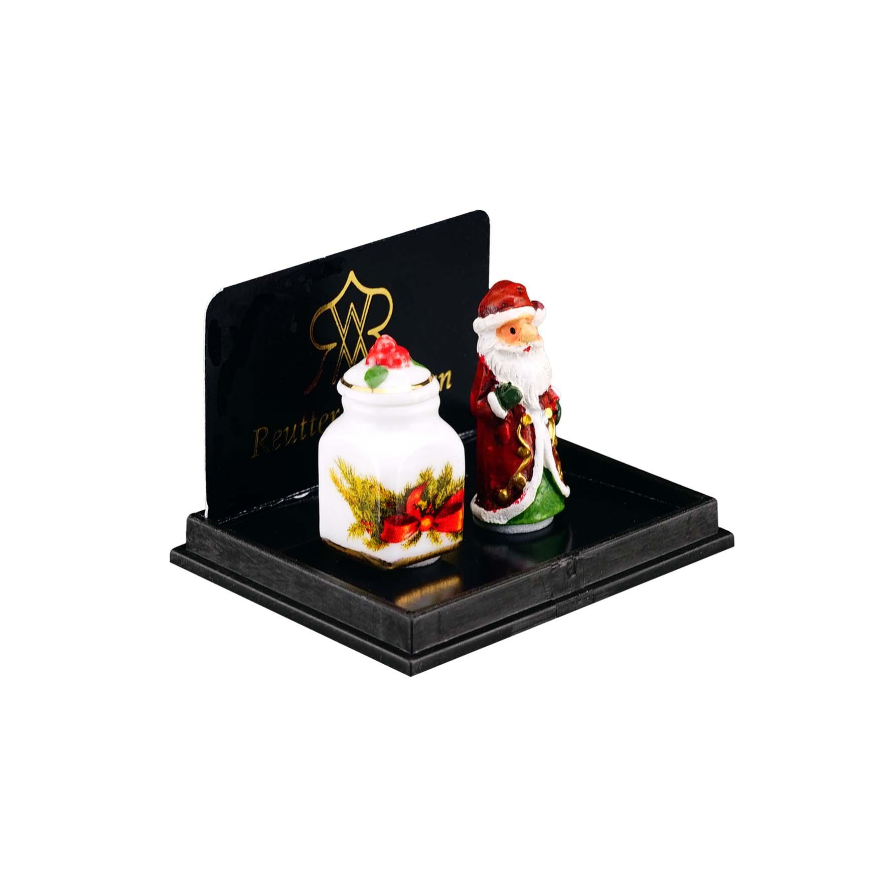 Onlineshop der Reutter Miniaturen GmbH.Small Santa Claus with Cookie Jar