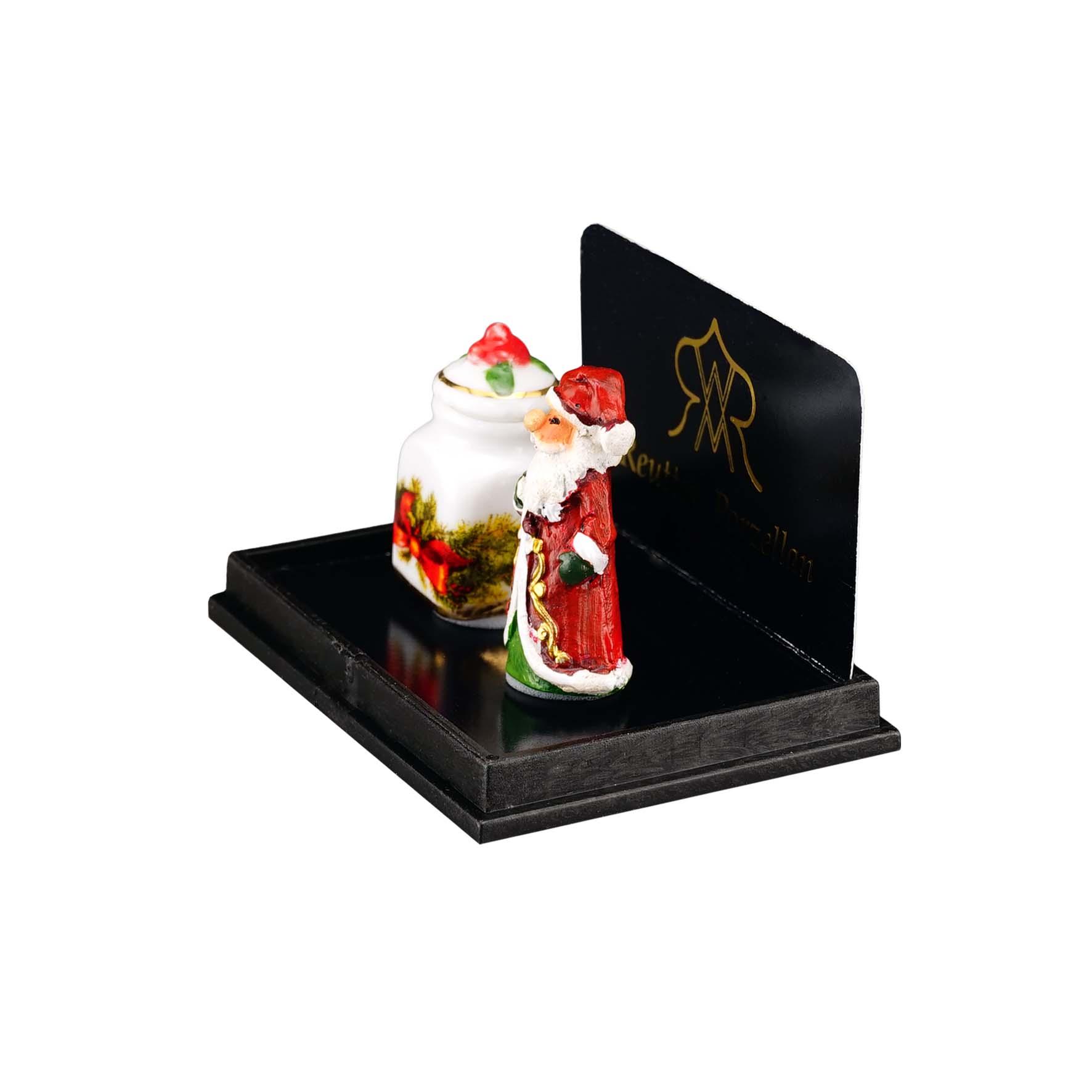 Onlineshop der Reutter Miniaturen GmbH.Small Santa Claus with Cookie Jar