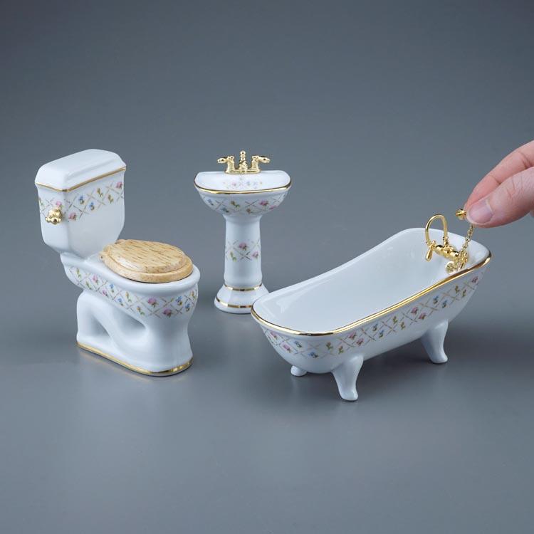 Onlineshop der Reutter Miniaturen GmbH.Bathroom Set 3 Pcs - Gold ...