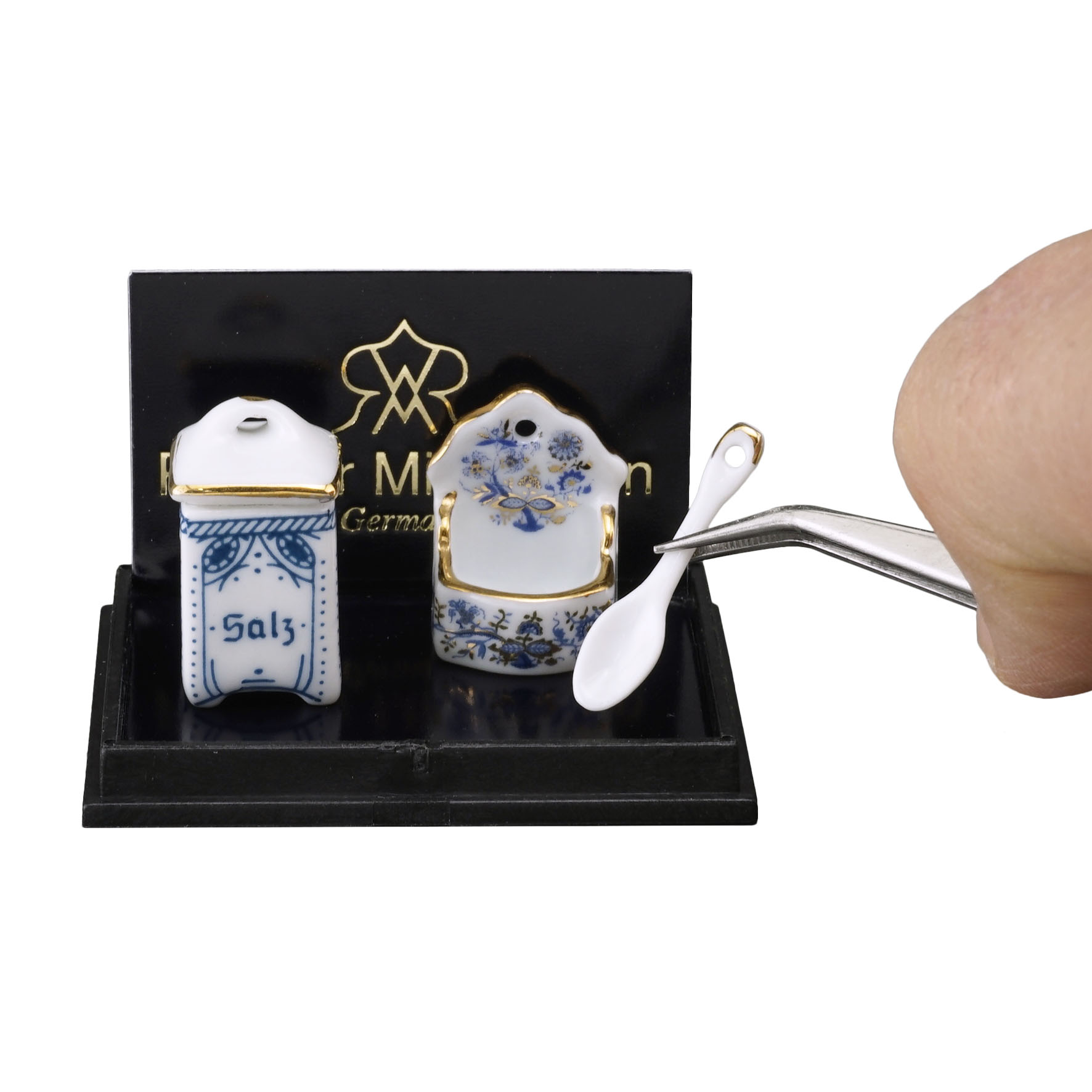 Onlineshop der Reutter Miniaturen GmbH.Salt Jar with Storage Box - Blue ...
