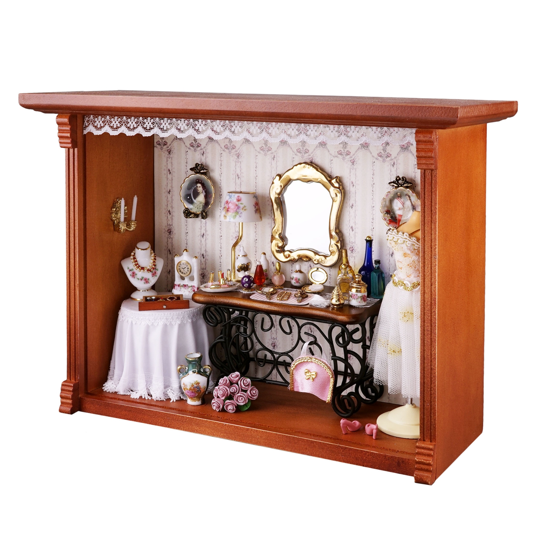 Onlineshop der Reutter Miniaturen GmbH.Wallpicture Room Box - Dressing Room