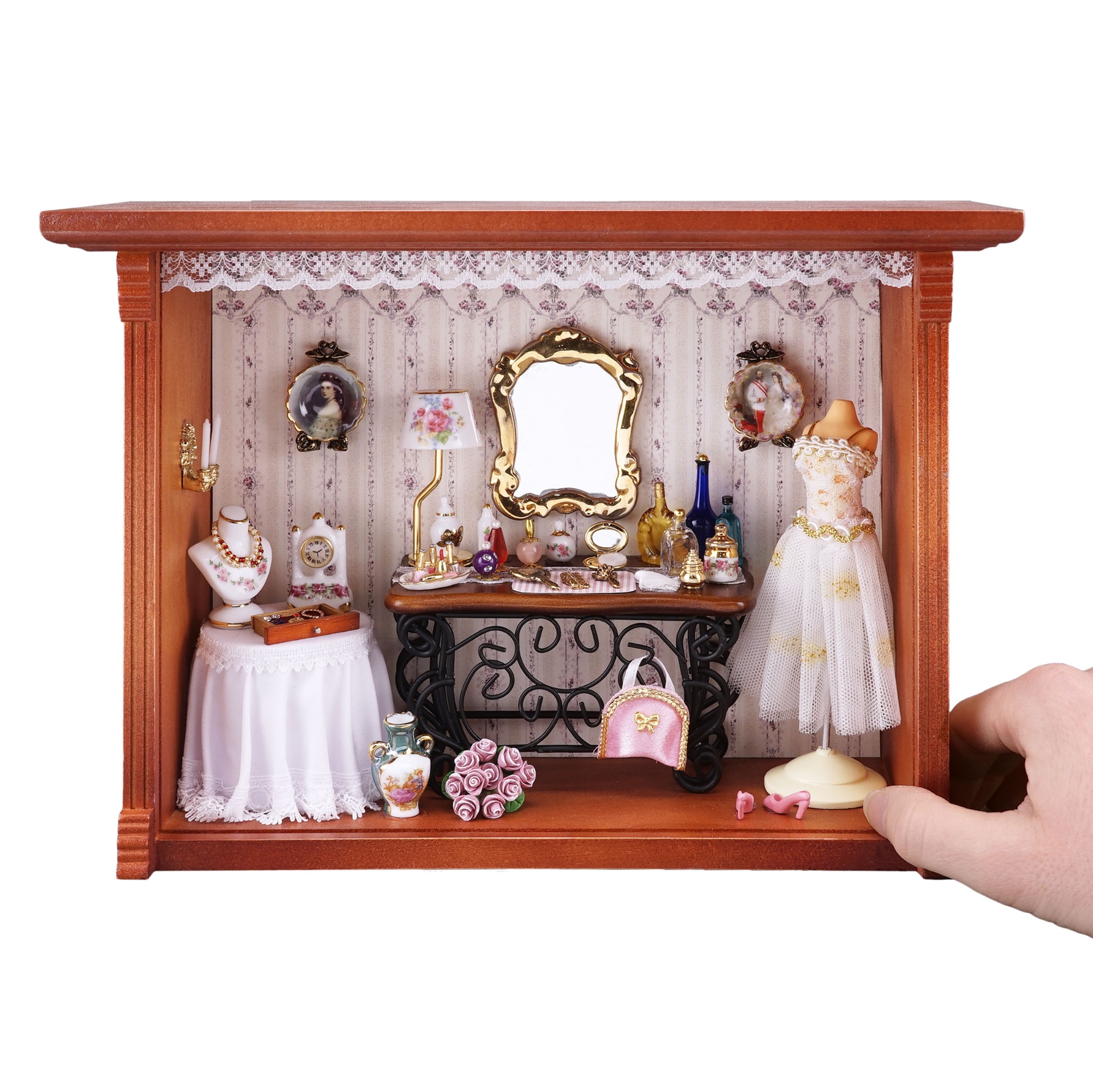 Onlineshop der Reutter Miniaturen GmbH.Wallpicture Room Box - Dressing Room