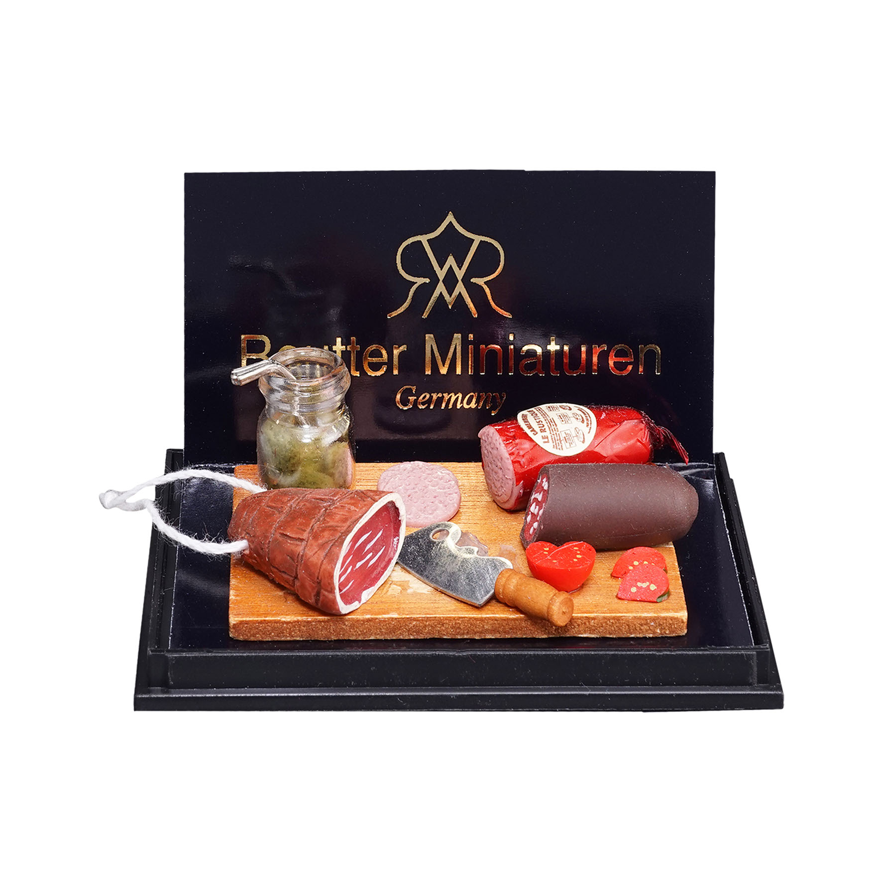 Onlineshop der Reutter Miniaturen GmbH.Wooden board filled with Sausage ...